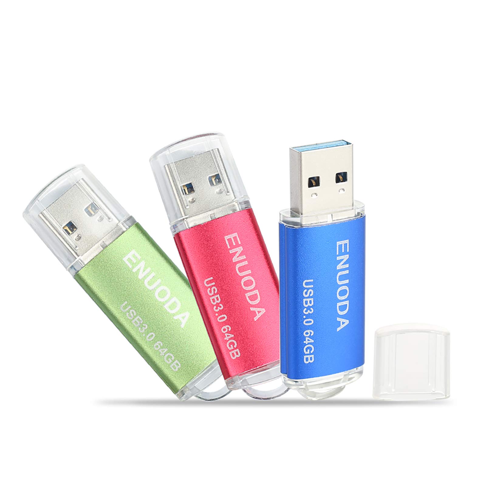 3 Pack 64GB USB 3.0 Flash Drives ENUODA Swivel Bulk Memory Stick 64 gb Thumb Drives Data Storage Jump Drive (3 Mixed colors: Blue Green Red)