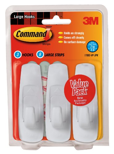 Command Strips 17003-VP-3PK Large Command Utility Hooks With Adhesive Strips 3 Count