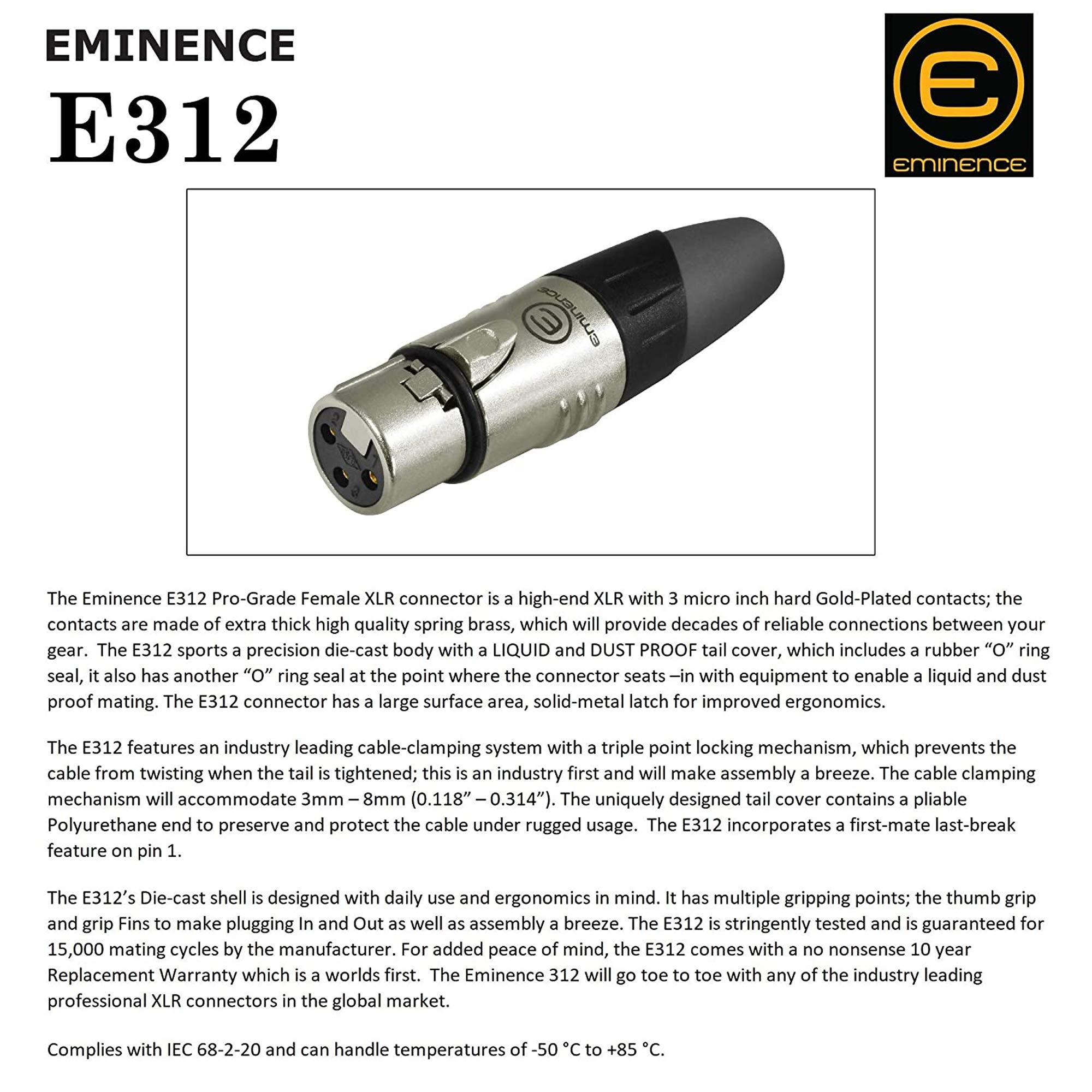 Audioblast - 2 Units - 3 Foot - HQ-4 - Star Quad Balanced Male to Female Microphone Cables with Eminence E311 & E312 Gold XLR Connectors – UV Protected & Road Ready