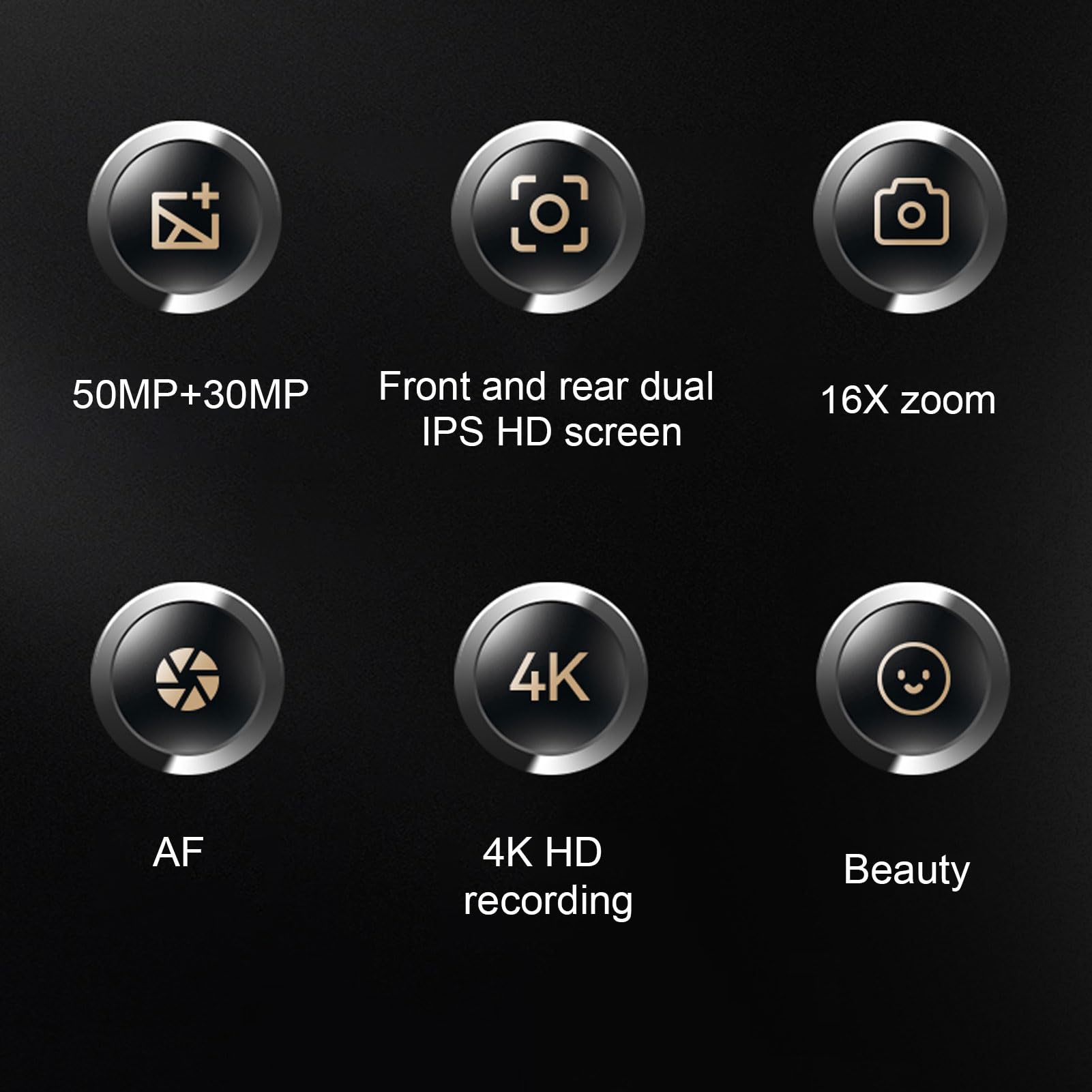 4K Digital Camera, C22 HD Dual Camera & Dual Screen Point and Shoot Camera 16X Zoom, 50MP+30MP Auto Focus Anti Shake Video Camera, Built in Flash, Selfie Preview, Multi Filters