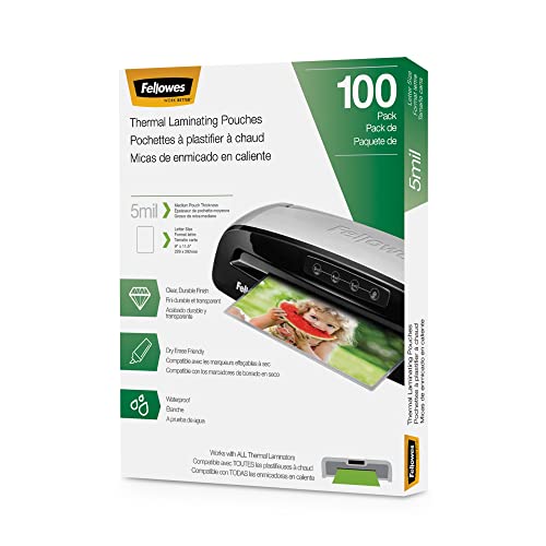 Fellowes Saturn 3i 125 Thermal Laminator Machine with Self-Adhesive Laminating Pouch Starter Kit, 12.5 inch & Thermal Laminating Pouches, 5mil Letter Size Sheets, 9 x 11.5, 100 Pack, Clear (5743501)