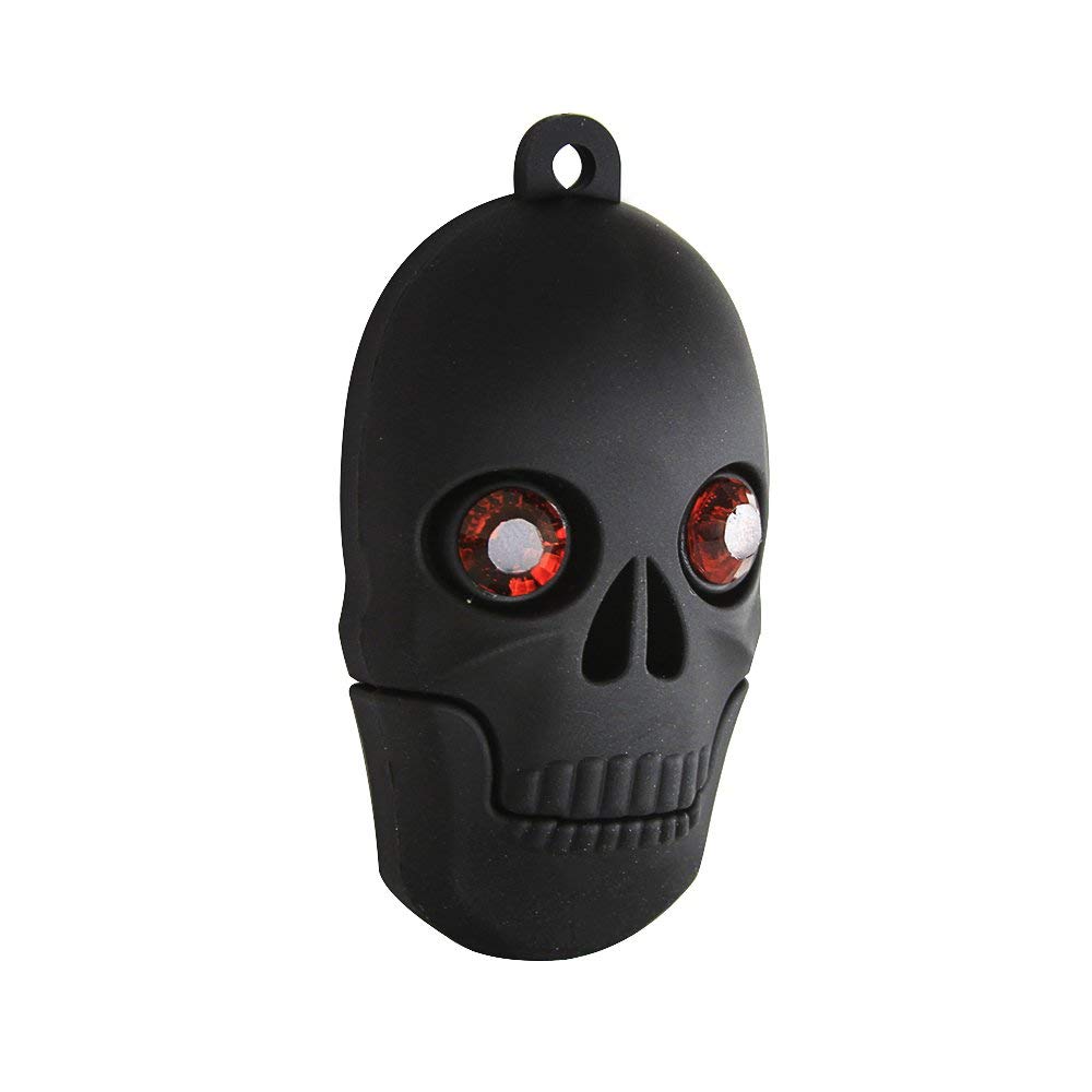 3C Light Creative Black Skull Shape Pen Drive 128GB USB 2.0 Flash Drive Data Storage Thumb Drive Jump Drive Keychain Jump Drive Memory Stick Gift (128GB, Black Skull)