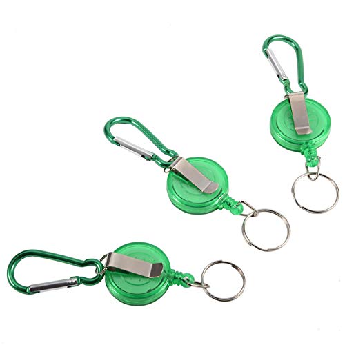 3PCS Fishing Tool Nylon Rope Plug Retractable Ring Reel Holder Key Chain Hand Rope Hanging Buckle(green)