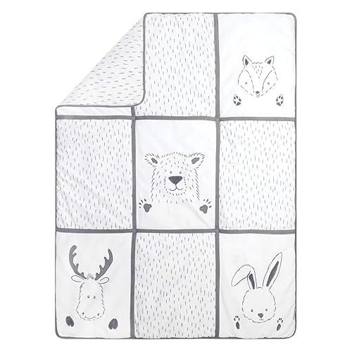 Trend Lab Peek-a-Boo Forest 3 Piece Crib Bedding Set, Gender-Neutral Color Palette, Includes Quilt, Fitted Crib Sheet and Skirt