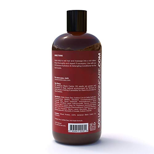 SO Jamaican Black Castor Oil Extreme Hydration & Detangling Shampoo | Prevent Hair Damage | Get Silky, Soft, Shine | Effective For Men & Women All Hair Types 12 Oz /354 mL