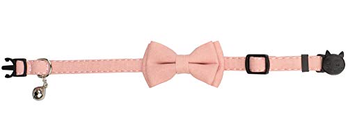 Gyapet Collar for Cats Pets Breakaway with Bell Bowtie Floral Bow Detachable Adjustable Safety Puppy 2pcs Pink Leopard & Pure