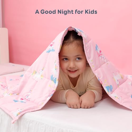 Insugar Weighted Blanket, 36”x 48”,5lbs, Cooling Heavy Throw Blanket,Soft and Cozy Weighted Blanket for Bedding, Pink Unicorn