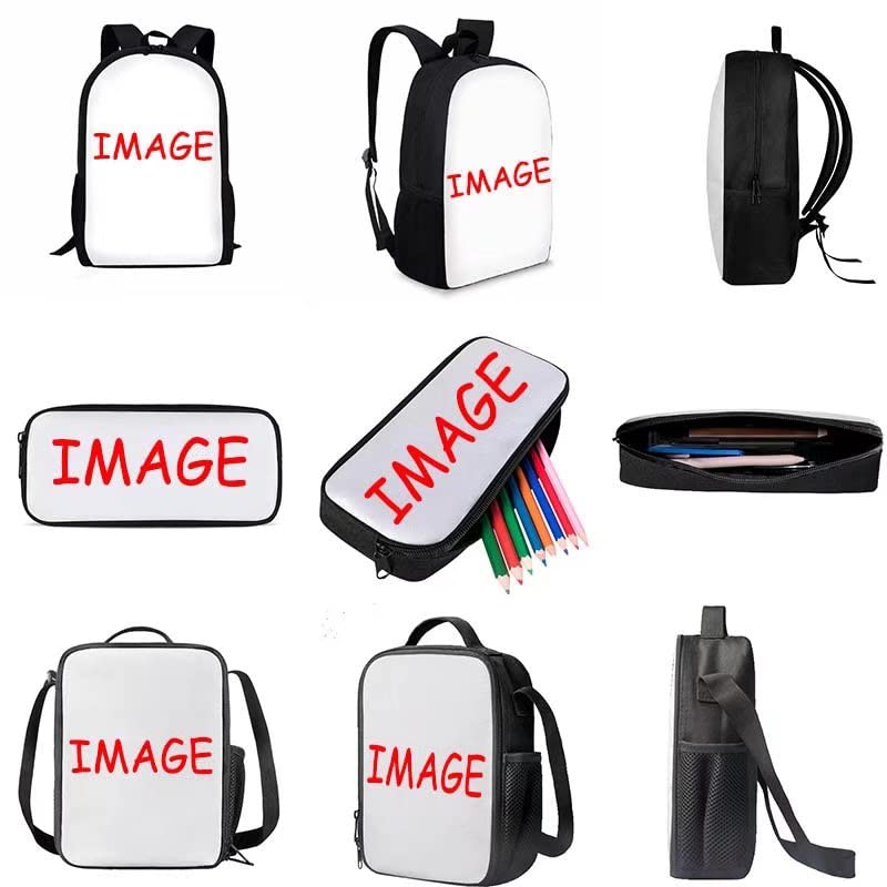 AmzPrint White Seal Backpack Lunch Box Set With School Pencil Bag 3 In 1 Fashion Back To School Kawaii Backpack Set