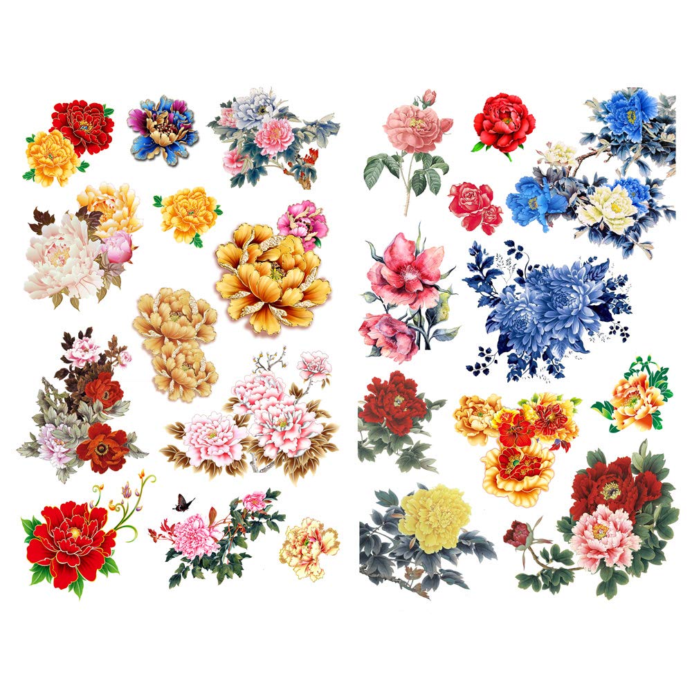 Seasonstorm Peony Flower Colorful Floral Aesthetic Diary Travel Journal Paper Stickers Scrapbooking Stationery (PK532)