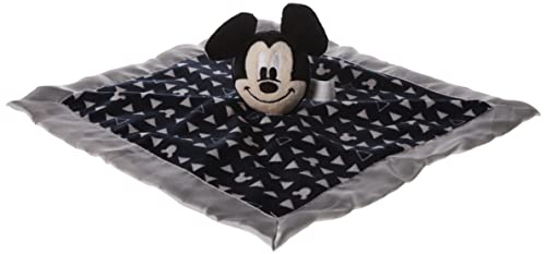 Disney Mickey Mouse Lovey Security Blanket, Navy/Grey 12x12 Inch (Pack of 1)