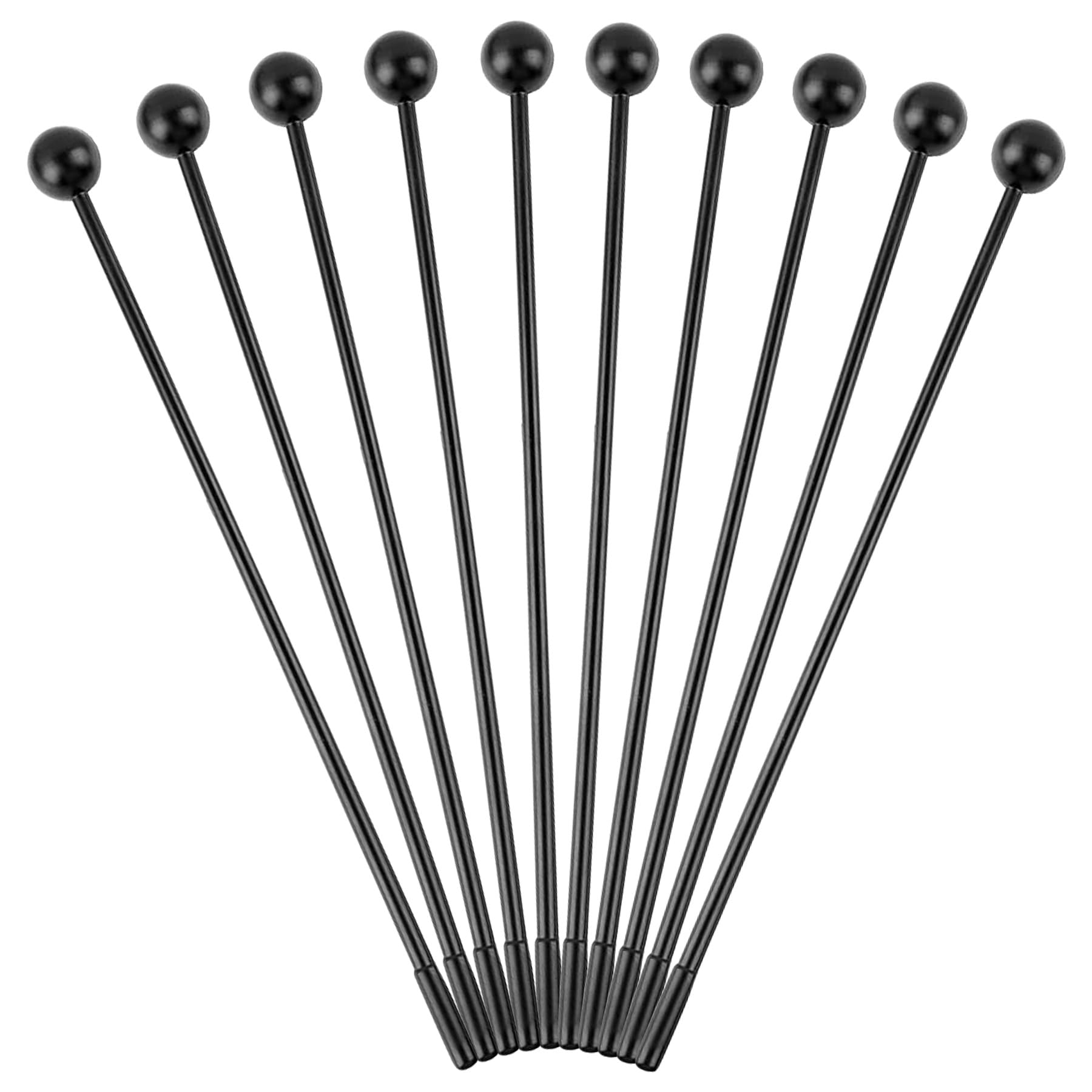 AUEAR, 10 Pack Solid Plastic Bell Mallets Percussion Sticks Hammer Drum Xylophone 11 Inch Black