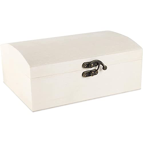 Unfinished Wood Box with Hinged Locking Lid, Wooden Jewelry Box (3 Pack)