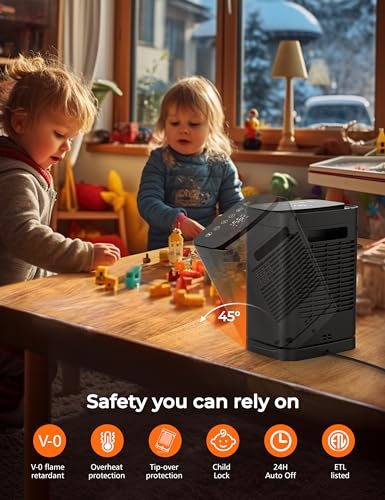 Coffeow Space Heaters with Motion Sensor,Portable heaters for Indoor Use,Electric Small Heaters for Large Room Bedroom Office Garage Desk,1500W Ceramic Heating with Remote,Oscillating,Timer,Thermostat