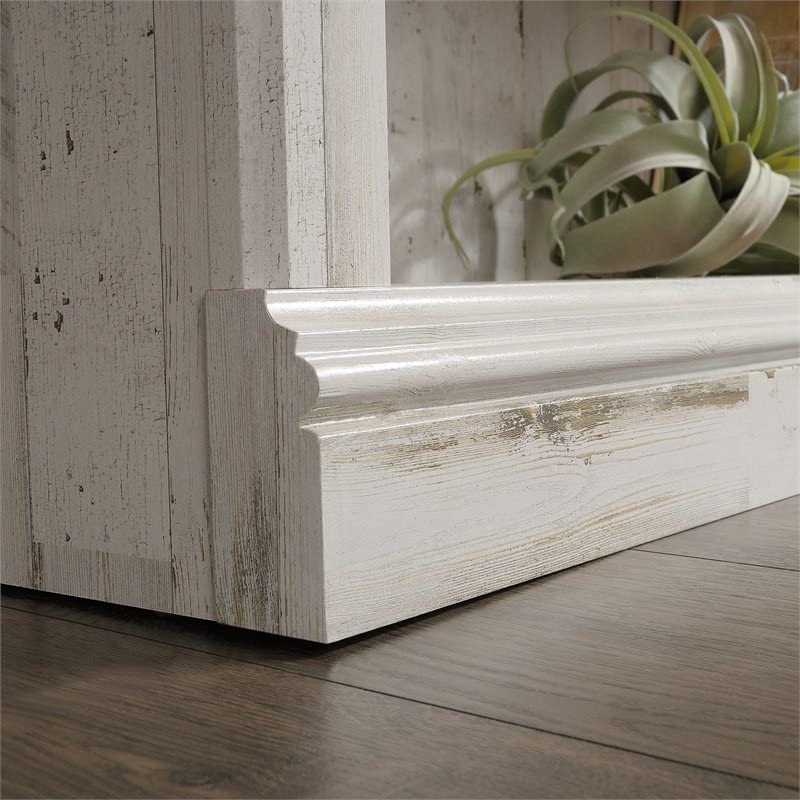 Sauder Misc Storage Contemporary 3-Shelf Wood Bookcase in White Plank