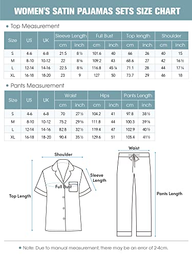 AW BRIDAL Womens Summer Pajamas Set Short Sleeve Silk Pajamas Button Up Pjs Bride Bridesmaid Pajama Set Gift, White M