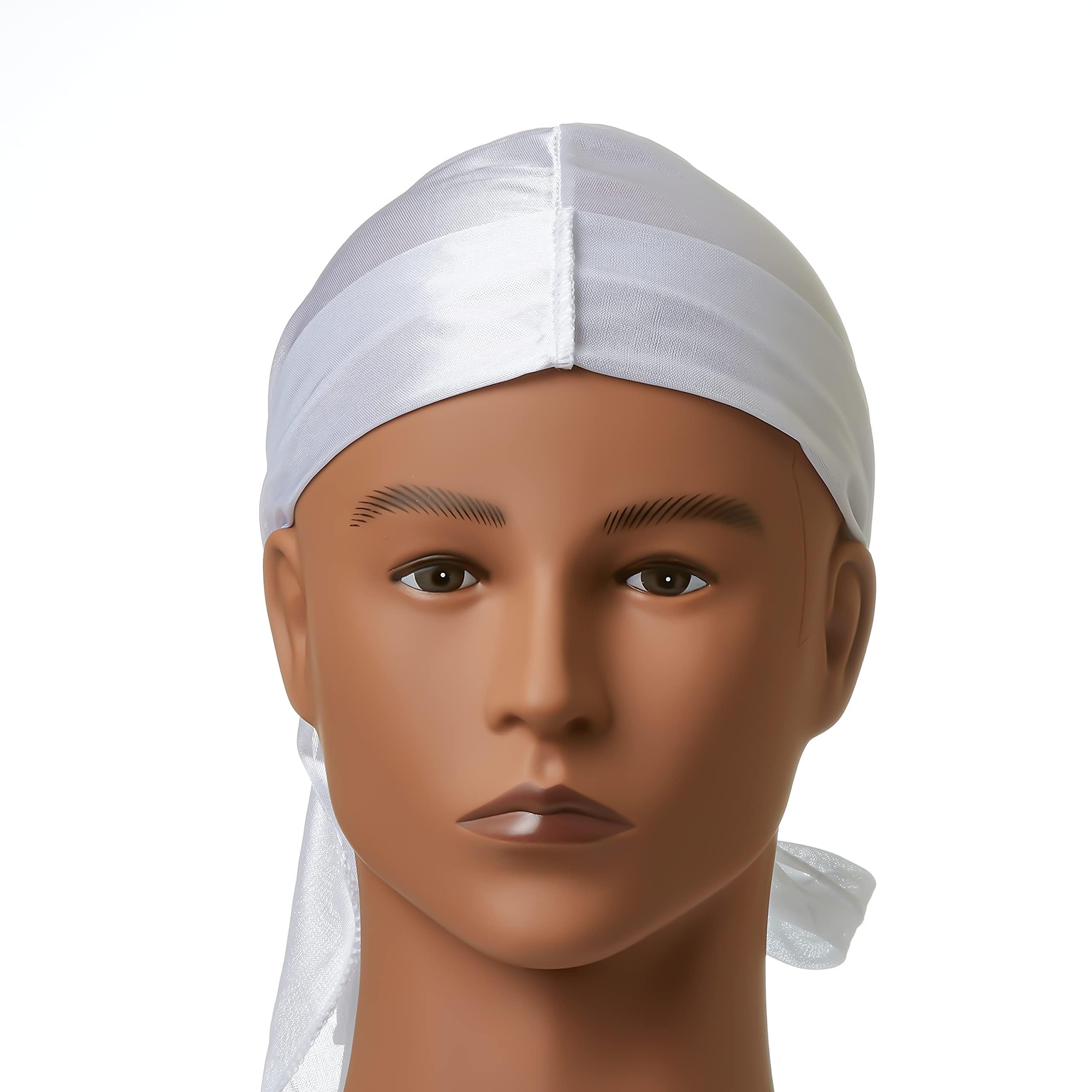 RED by KISS Silky Satin Durag Premium Smooth Silky Durag for Men & Women 360 Waves Headwraps (White)