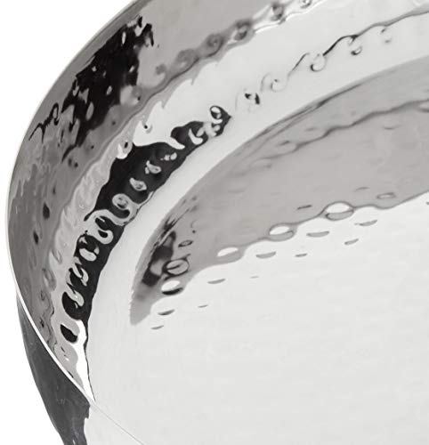 Elegance Hammered Stainless Steel Round Tray, 13", Silver