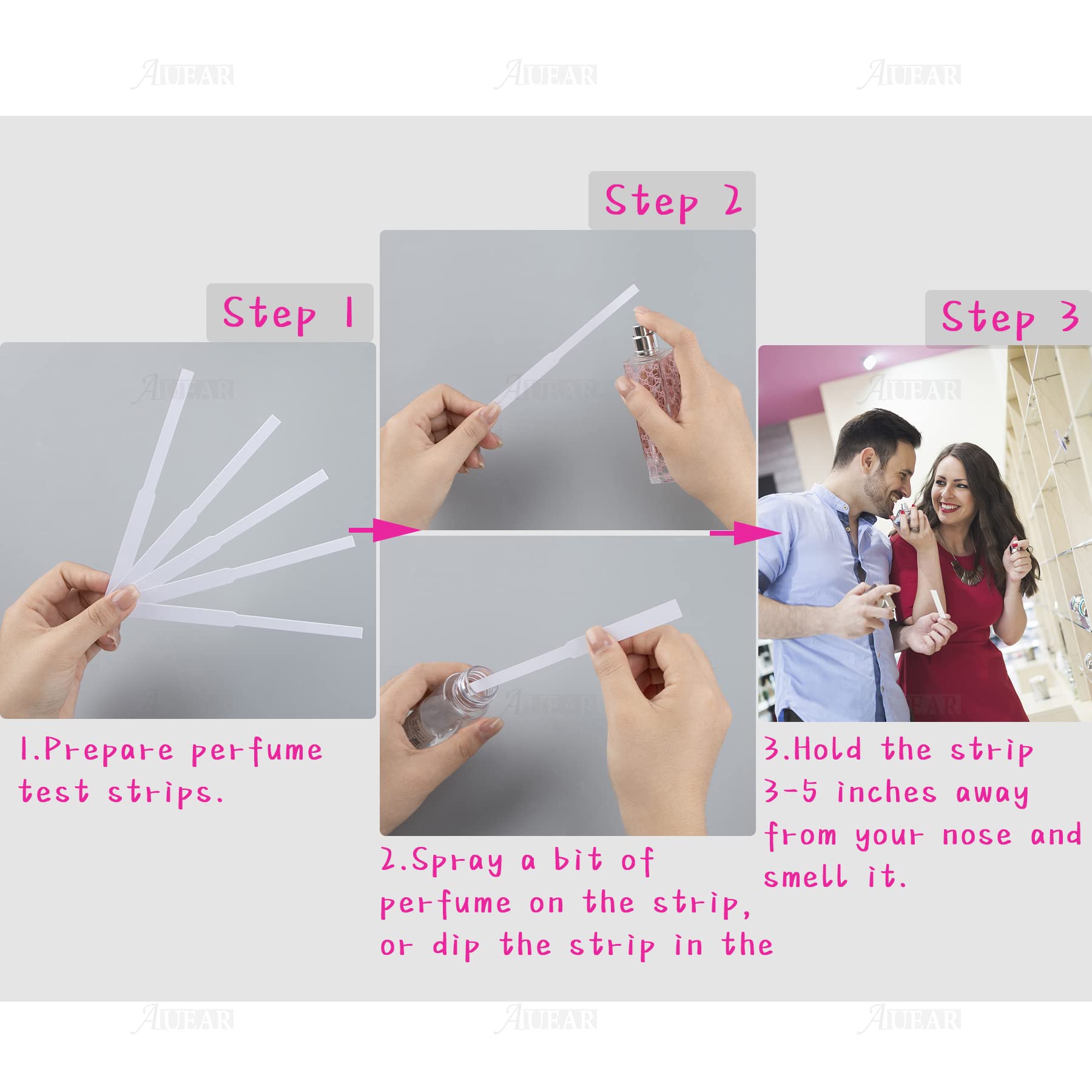 AUEAR, Disposable Premium Perfume Aromatherapy Paper Test Strips Fragrance Test Paper Essential Oils Test Paper Strip (100 Pack, 5.9" x 0.4")