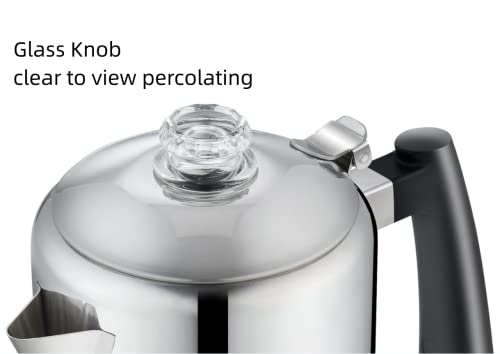 Cook N Home 8-Cup Stainless Steel Stovetop Coffee Percolator Pot Kettle, Tea