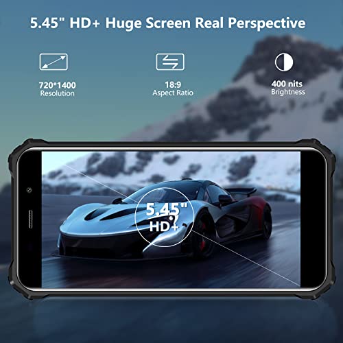 FOSSIBOT Rugged Smartphone, 10600mAh Battery, Android 12 7+64GB Rugged Phone, 24MP Rear Camera, 5.45" HD+ Compactness Cell Phone, 3.5W Loud Speaker, IP68 Waterproof Unlocked Phone, Dual SIM 4G, OTG