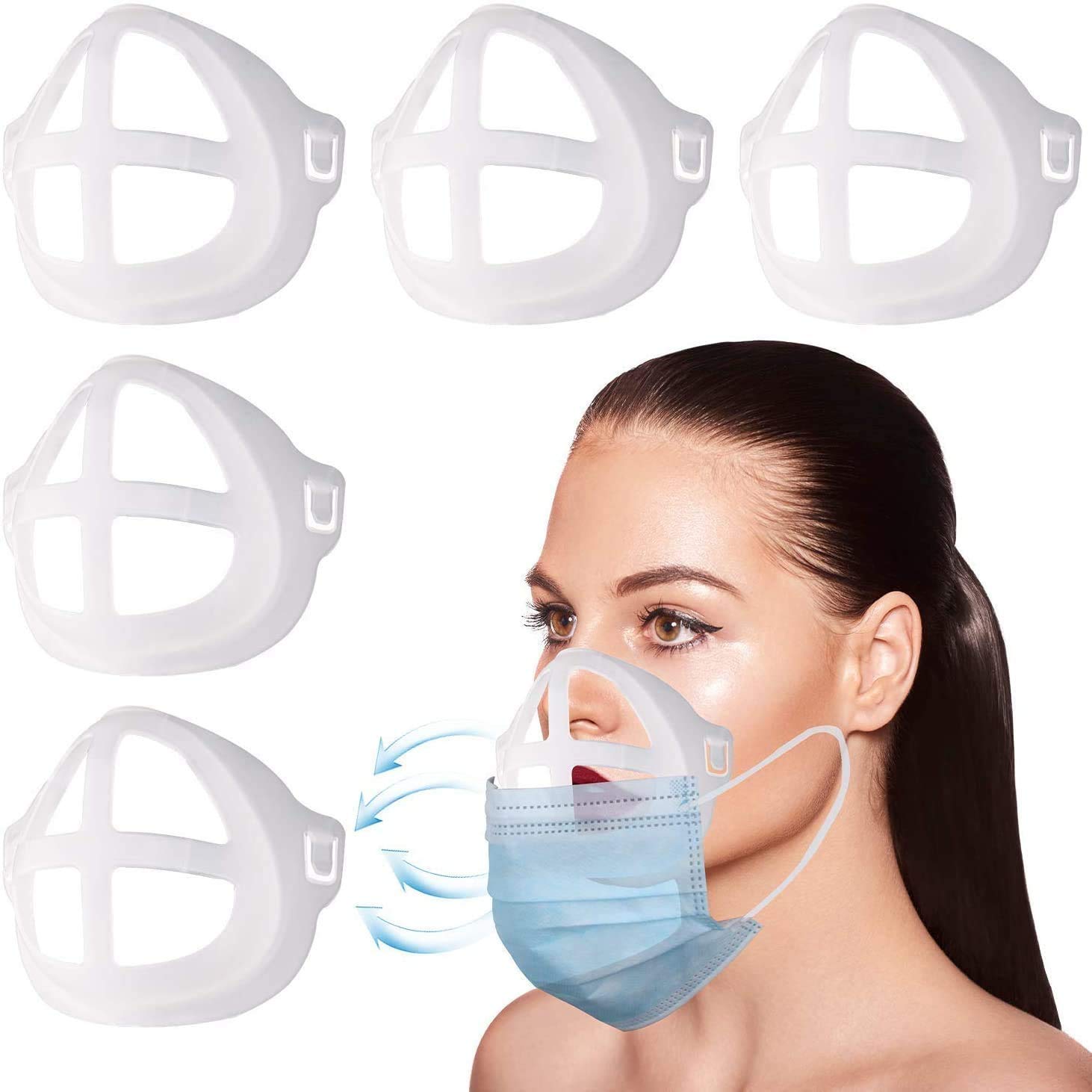 3D Mask Bracket Internal Support Frame,Silicone Reusable Face Shield,Breathe Cup for mask,mask Inserts,Plastic mask Insert(5 Pack)