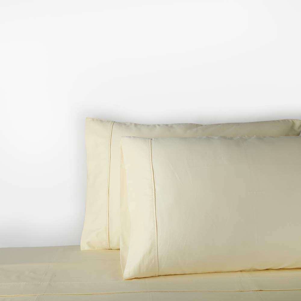 400 Thread Count Bed Sheets Ivory Set of 4 Piece Full Size, Fits Up-to 18-inch Mattress, 100% Combed Cotton Solid Sateen Weave Extra Soft and Silky Luxurious Bedding Collection