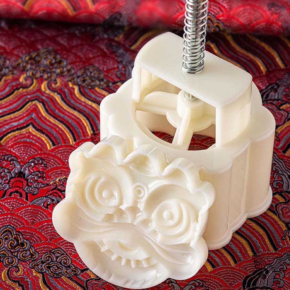 3D Mooncake Mould Set Cake Decoration Dessert Cookie DIY Kitchen Baking Tool Safe Cookie Molds(75g-Wake up Lion)