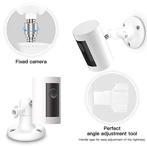 TIUIHU [Upgraded Version] 360 Degree Adjustable Mount for Ring Stick Up/Pro/Indoor Cam/Battery Cam, Stable Outdoor Ceiling Bracket Mounting Kit Camera Accessories for Ring Plug-in HD(2 Pack,White)