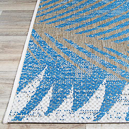 Couristan Monaco Tropical Palm Indoor/Outdoor Area Rug, 7'6" x 10'9", Ocean