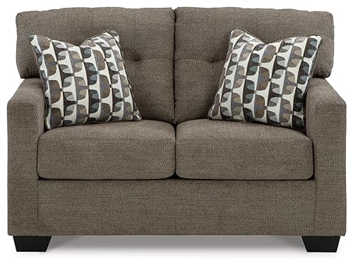Signature Design by Ashley Mahoney Contemporary Tufted Loveseat, Dark Brown