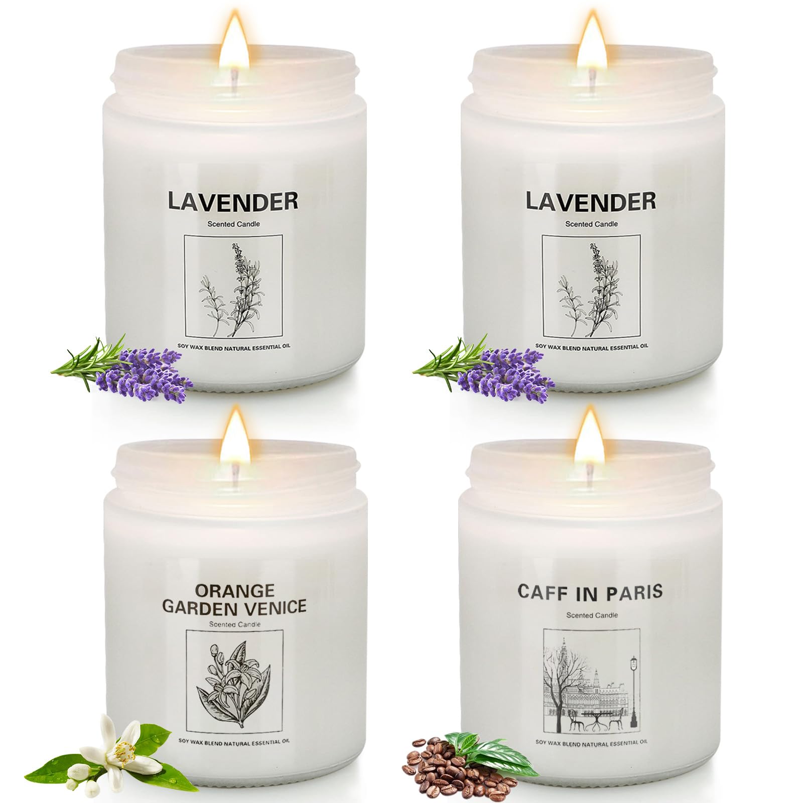 4 Pack Candles for Home Scented, Aromatherapy Lavender Candles Gifts Set for Women, 28 Oz 240 Hour Long Lasting Soy Candles for Women Birthday, Ideal for Gifting, Mom, Anniversary, Christmas