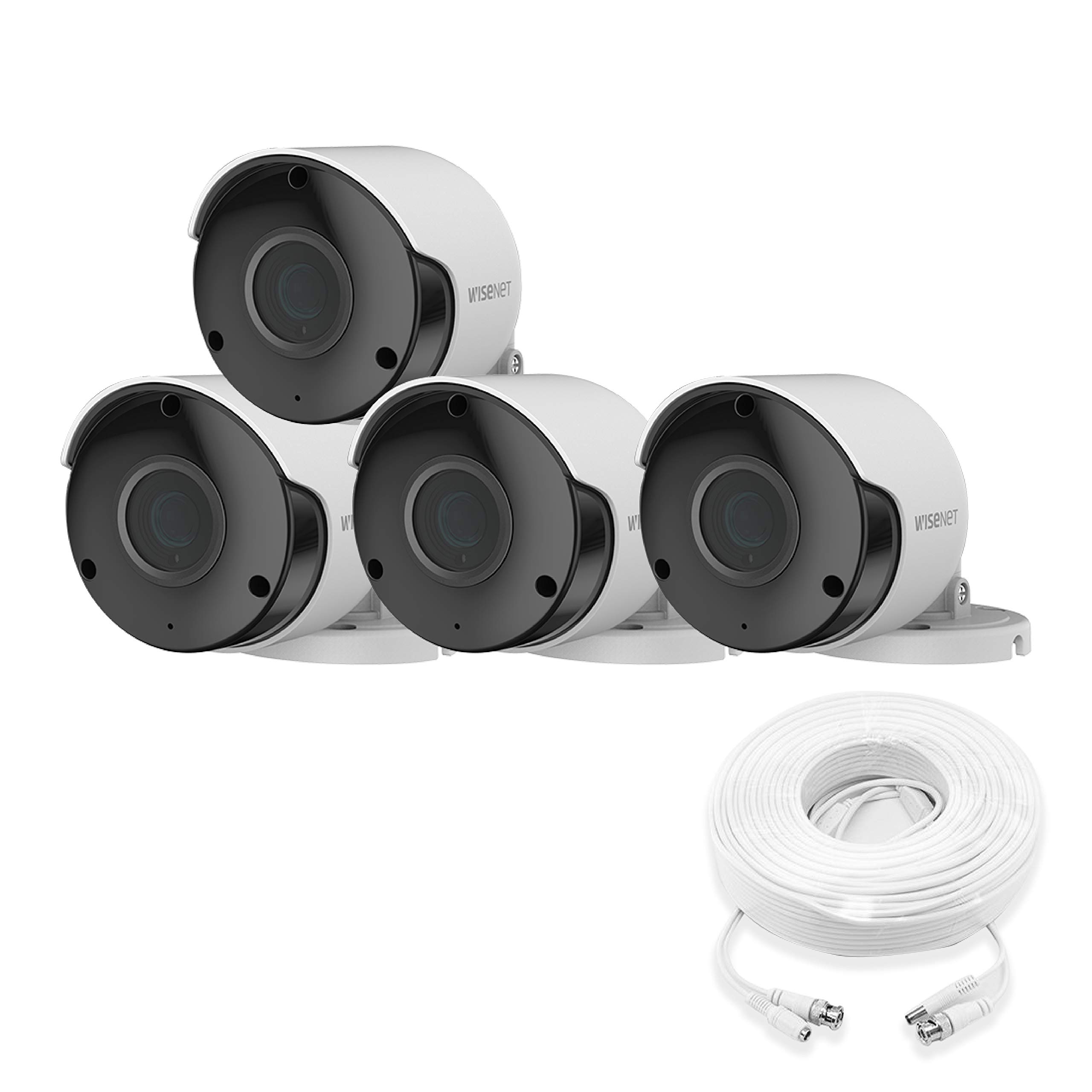 Wisenet SDC-89445BF 5MP CCTV Surveillance Weatherproof Bullet Security Camera 82ft IR Distance Plastic Housing 3.6mm Lens 104° Wide Angle (Quad Pack)