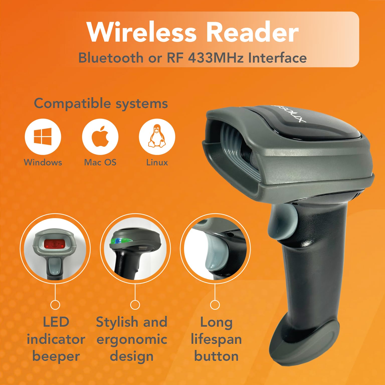 SOLUX Barcode Scanner - QR Code Scanner - 2D Barcode Scanner - Master Efficiency with USB Barcode Scanner - Bar Code Scanner with Stand - The Ultimate Hand Scanner - Screen and Paper Scanning - Black