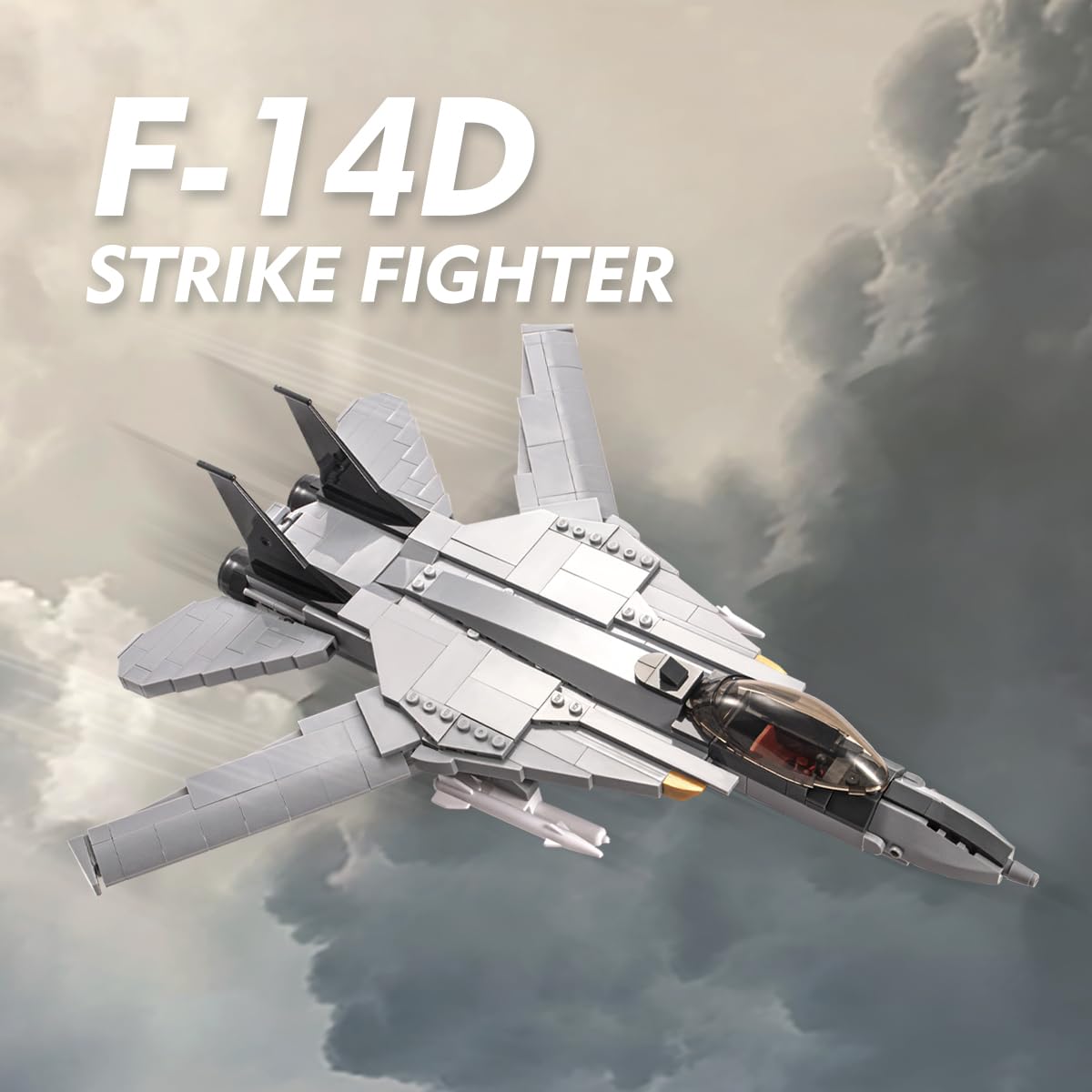 DAHONPA F-14D Fighter Tomcat Military Army Airplane Building Bricks Set with 1 Figure, 404 Pieces Air-Force Build Blocks Toy, Gift for Kid and Adult.