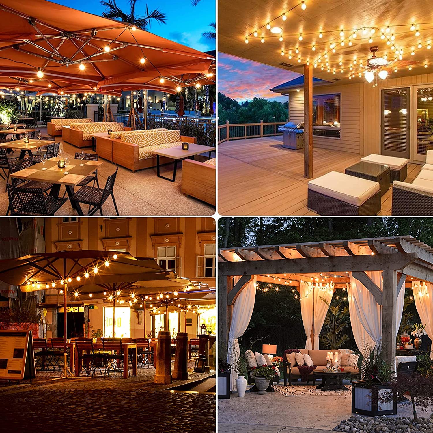 Abeja 25Ft LED Outdoor String Lights, Patio Globe String Lights with 27 Shatterproof LED Clear Bulbs(2 Spare), Hanging Patio String Lights for Backyard Decor Bistro Party Yard Decor- White Wire