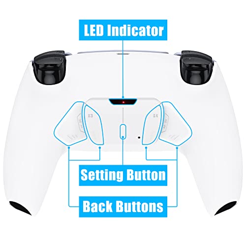 eXtremeRate White Programable RISE4 Remap Kit for PS5 Controller BDM 010 & BDM 020, Upgrade Board & Redesigned Back Shell & 4 Back Buttons for PS5 Controller - Controller NOT Included
