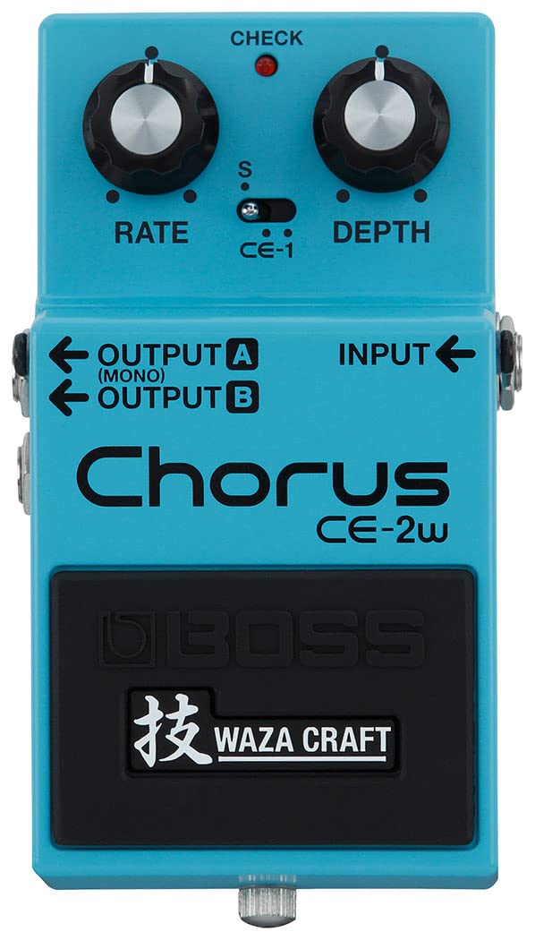 Boss CE-2W Waza Craft Chorus Bundle with Power Adapter, 10ft Instrument Cable, 6in Patch Cable, and Picks