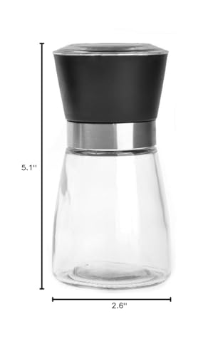 BlueSnail Manual Grips Glass Salt Pepper Grinder Seasoning Bottle (5.1", Black)
