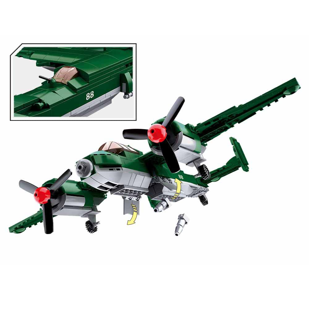 DAHONPA TU-2 Fighter Military Army Airplane Building Bricks Set with 1 Figure, 311 Pieces Air-Force Build Blocks Toy, Gift for Kid and Adult.