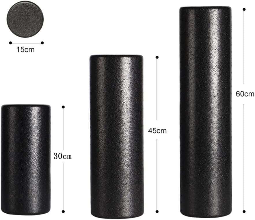 3Sizes Pilates Foam Roller Black Yoga Foam Roller Exercise Equipment Massage Roller Body for Women Men,60cm