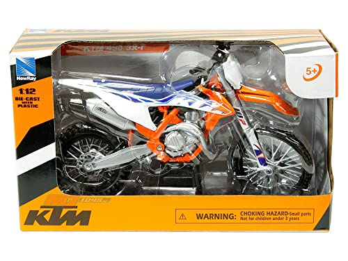450 SX-F Dirt Bike Motorcycle Orange and White 1/12 Diecast Motorcycle Model by New Ray 58343