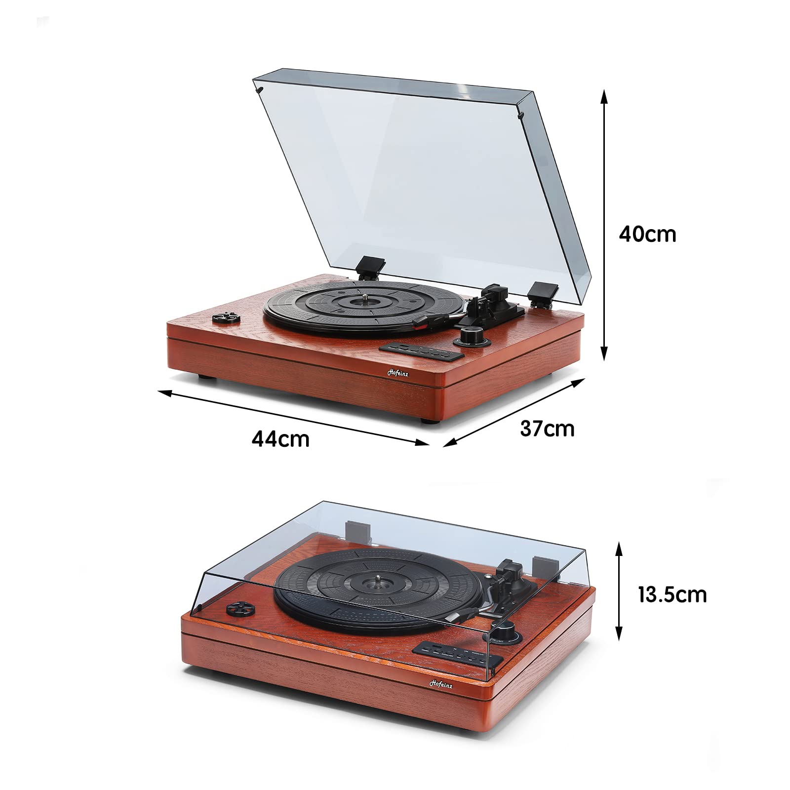 Bluetooth Vinyl Record Player, with Built-in Speakers, Vinyl Record to USB Recording,3-Speed Turntables (Walnut)