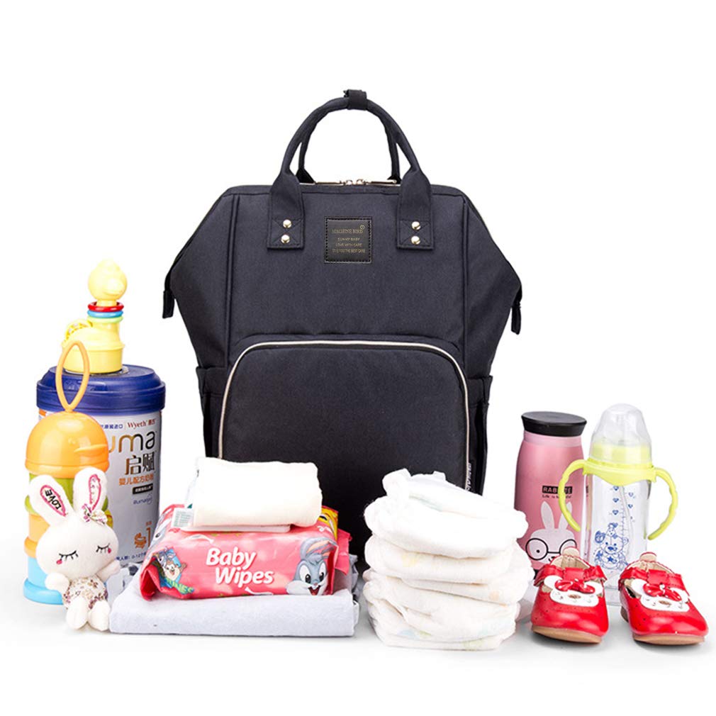 Kazila Diaper Bag Waterproof Travel Backpack Maternity Bag for Mom Dad, Black, Medium