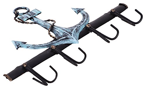 Crafia Decorated Wall Mounted Nautical Anchor Shape Iron Key Holder and Key Hooks | Decorative Unique Key Organizer Rack with 8 Hooks
