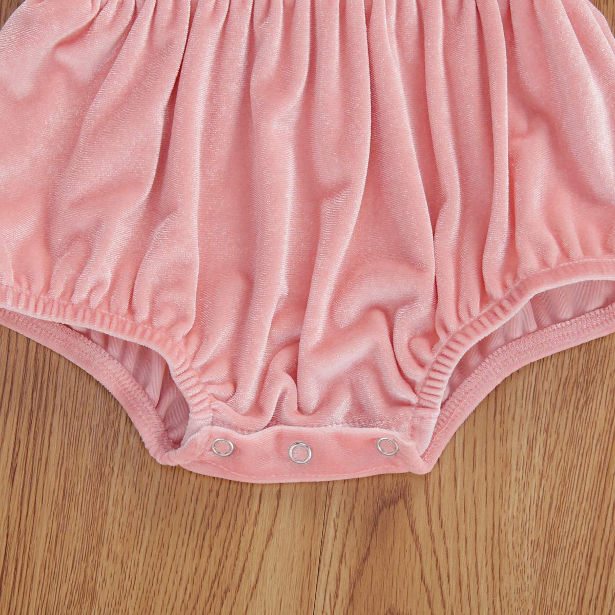 Infant Baby Girl Plain Fall Crushed Velvet Long Sleeve Bodysuits Romper Tops (A Peach Pink, 6-12 Months)