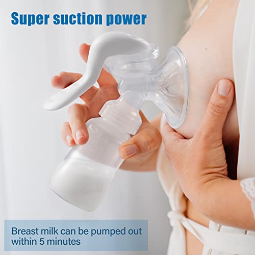 Elfzone Manual Breast Pump, Adjustable Suction Silicone Hand Pump Breastfeeding, Small Portable Manual Breast Milk Catcher Baby Feeding Pumps & Accessories, White, Mothers Day Gifts