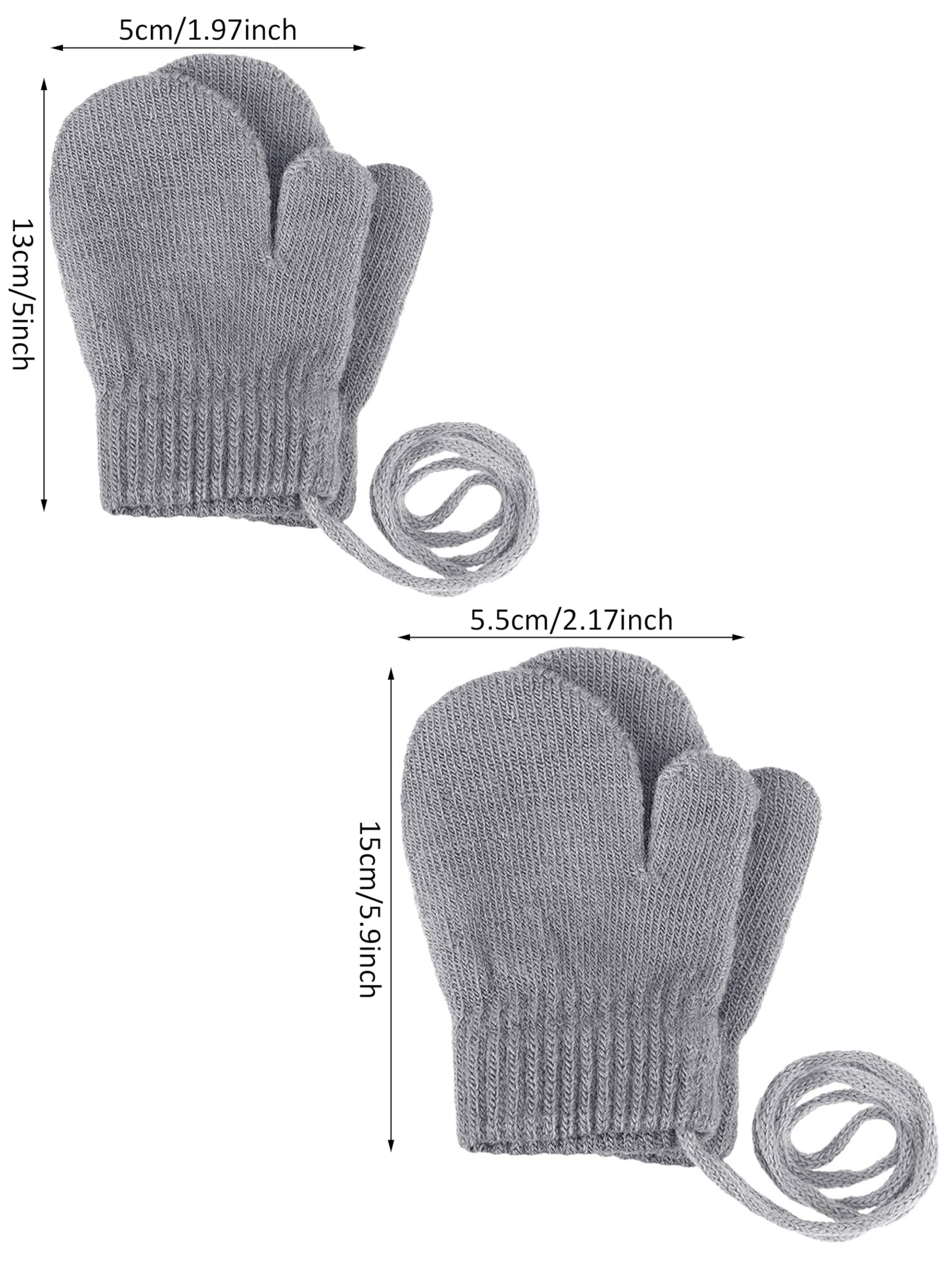 SATINIOR 3 Pairs Toddler Magic Stretch Mittens Full Finger Knit Gloves Kids Winter Warm Mittens (Black, White, Light Grey,Suits for 1-4 Years)