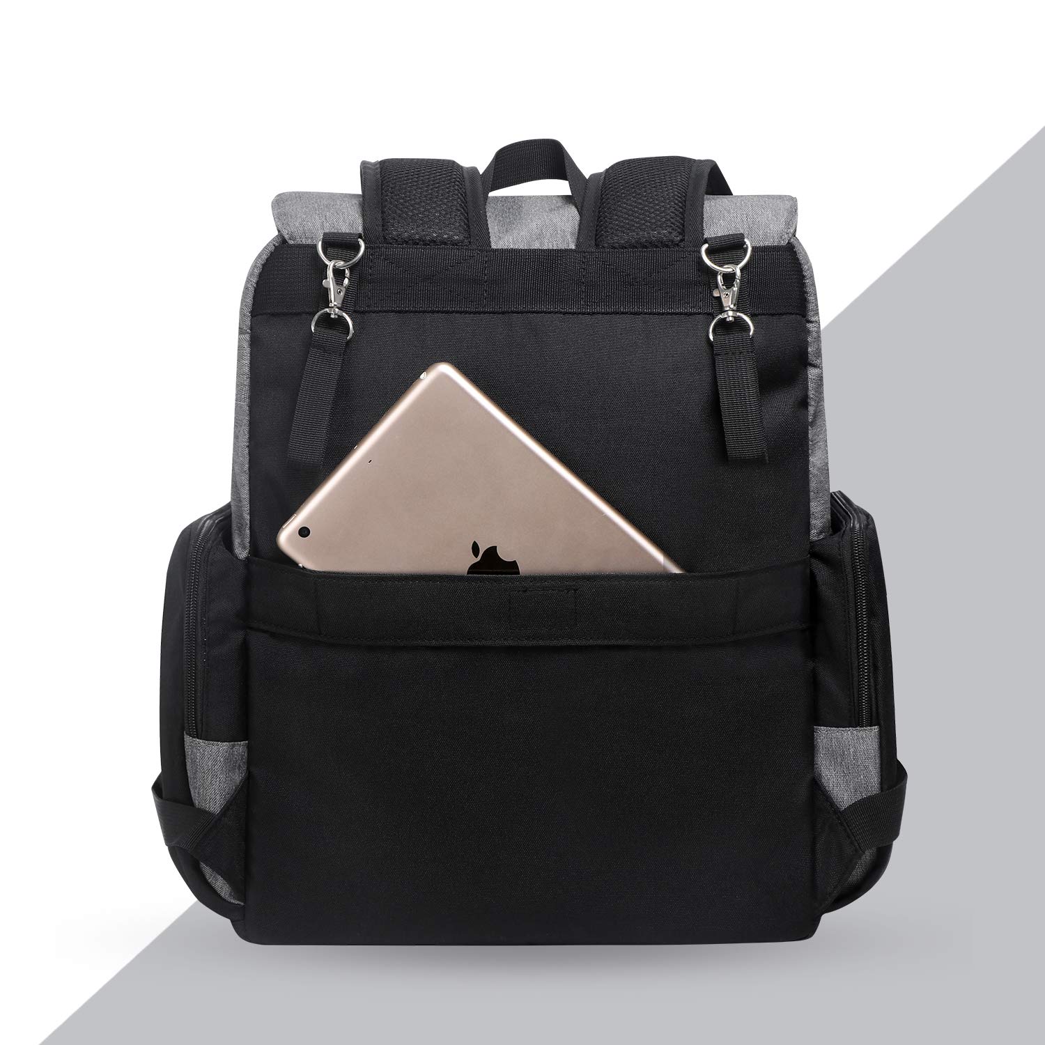 Diaper Bag Backpack Large Capacity for Baby Care Wide Open Design and Waterproof Fabric For Mom Dad (New White Grey)