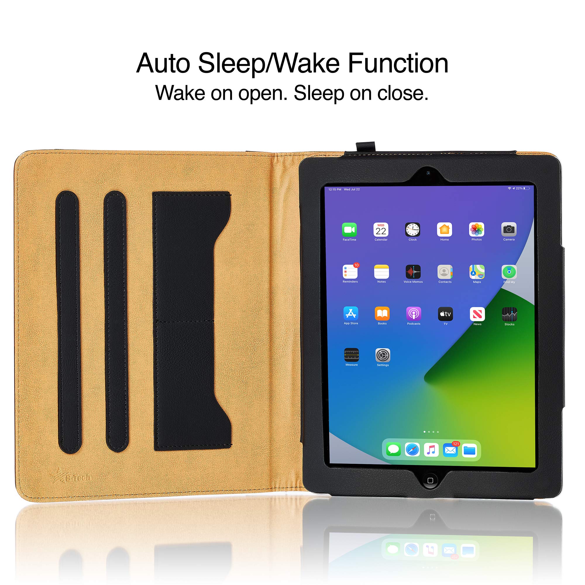 S-Tech 10.2 Case for Apple iPad 9th Generation 2021 / iPad 8th Generation 2020 / iPad 7th Generation 2019 - Leather Card Holder Wallet Magnetic Smart Cover Auto Sleep/Wake Stand with Pencil Holder