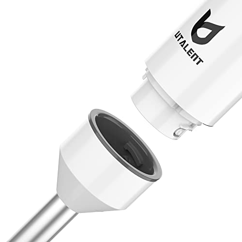 Cordless Hand Blender, UTALENT Variable Speed Immersion Blender handheld Rechargeable, with Fast Charger, Egg Whisk, for Smoothies, Milkshakes, Hummus and Soups β White